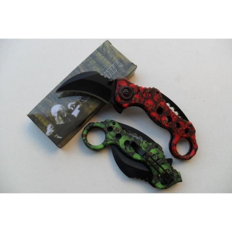 Couteau De Poche Karambit Zombie Dead 18 Cm Manche Alu Camouflage Lame ...
