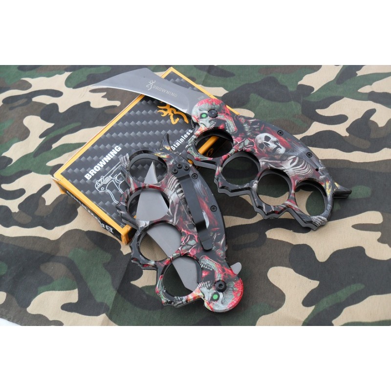Couteau Poing Americain « Browning » 20 Cm Mad Zombie Combat Outdoor